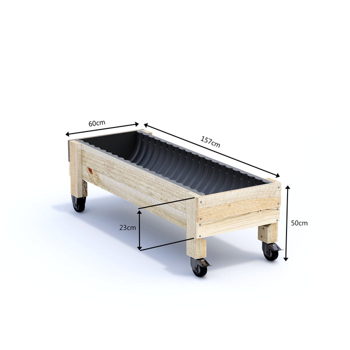 Portable Timber Planter Boxes On Wheels 50cm High | Corrogarden ...