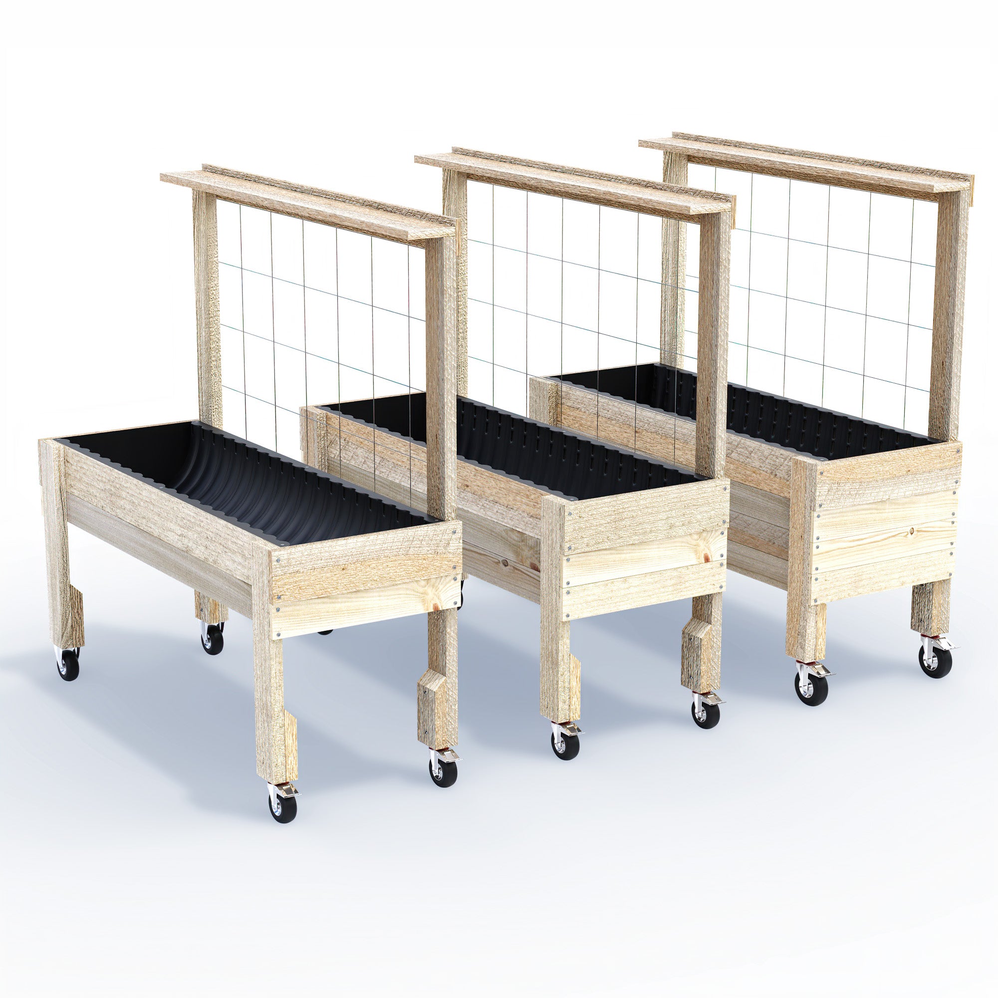 Portable Timber Raised Garden Beds, Wheels & Trellis 80cm High ...