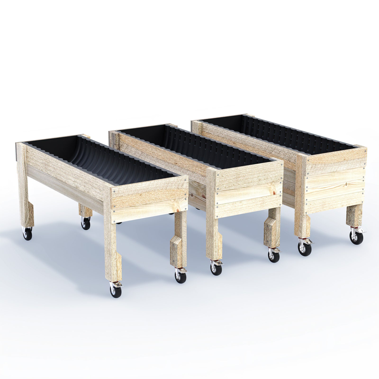 Portable Timber Raised Garden Beds On Wheels 80cm High | Corrogarden ...