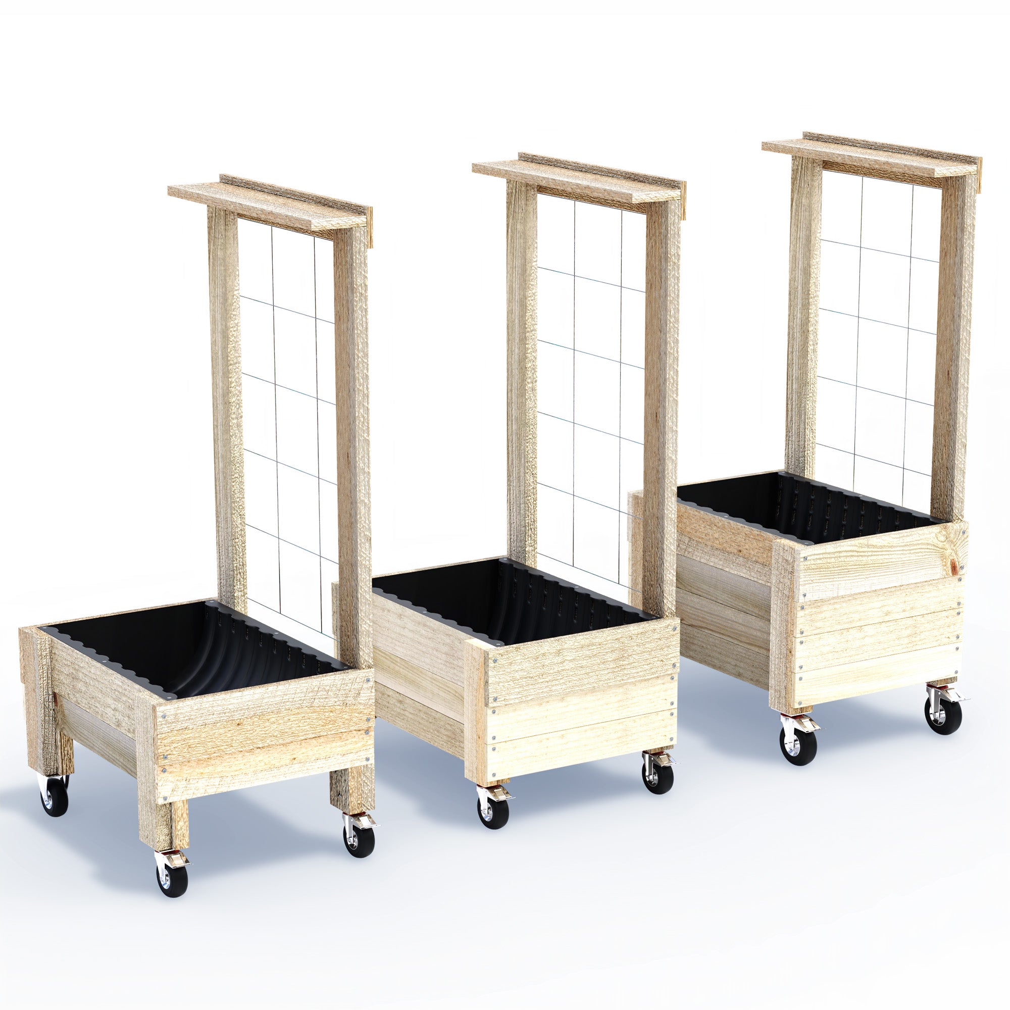 Portable Planter Box Kits With Wheels And Trellis 50cm High ...