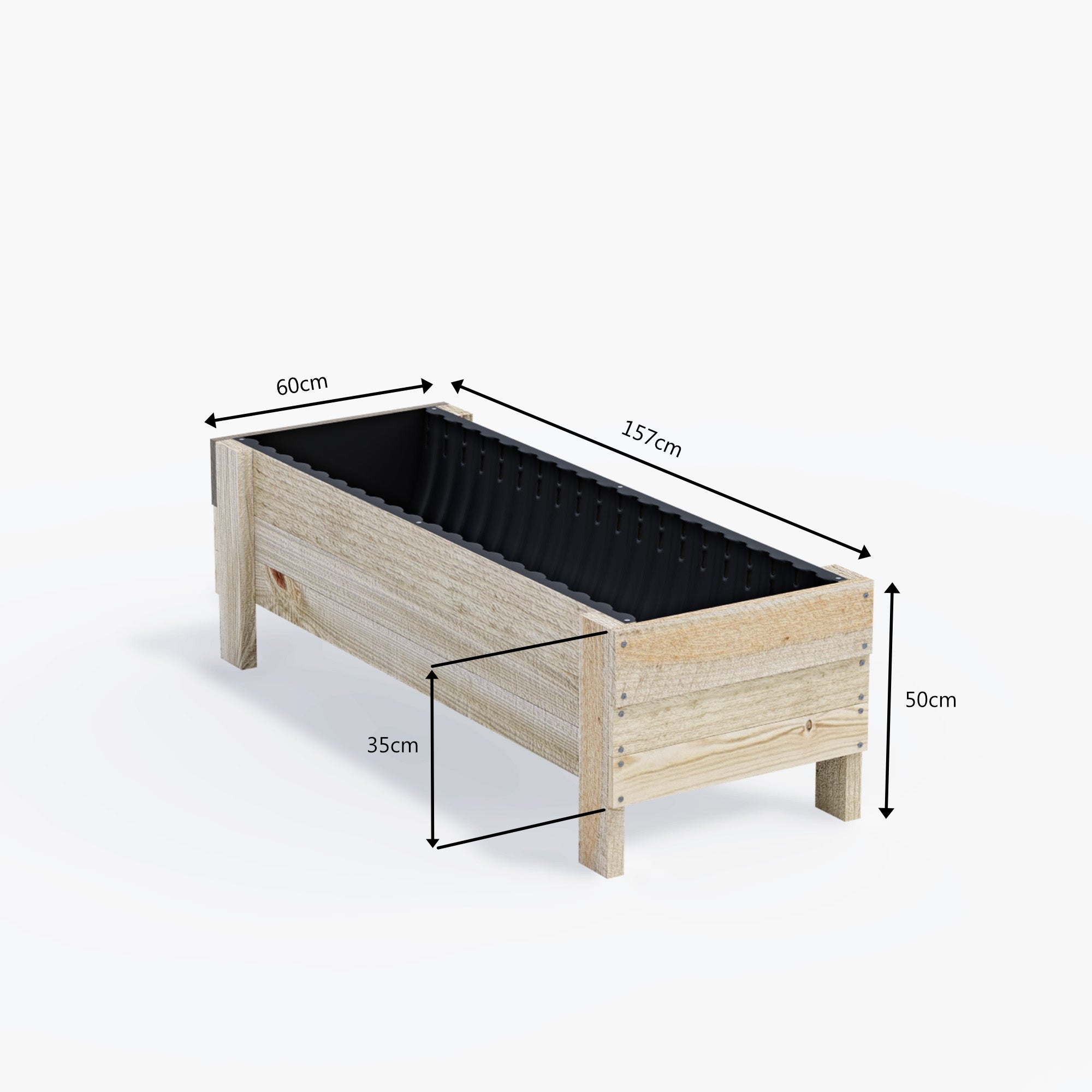 LARGE Planter Box - Timber 157x60x50cm(h) – Corrogarden Pty Ltd